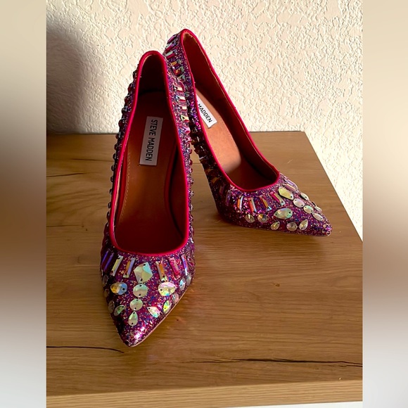 Steve Madden | Shoes | Glitter And Jewel Bead Steve Madden Heels | Poshmark